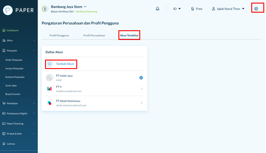 Cara Tambah Akun Perusahaan di Paper.id – Paper.id Support & Help