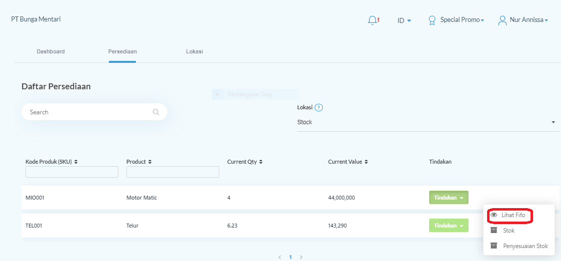 Dashboard Persediaan dan FIFO – Paper.id Support & Help