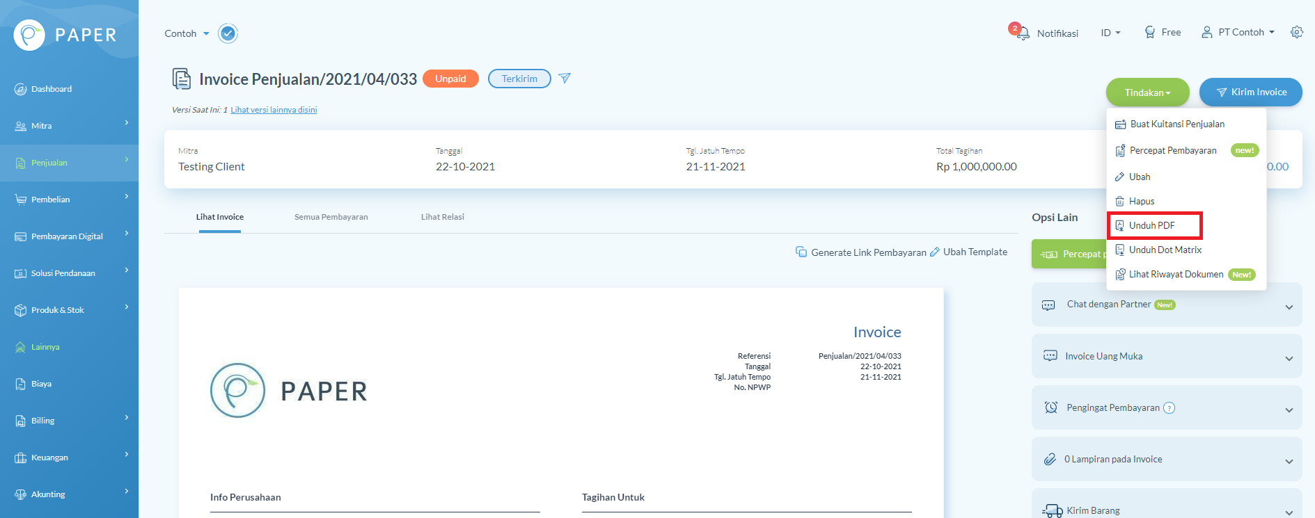 Cara Print Sales Invoice – Paper.id Support & Help